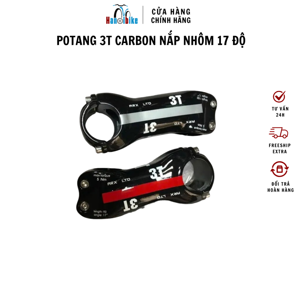 Potang xe đạp thể thao carbon 3T nắp nhôm 17 độ mã P03 | Shopee Việt Nam
