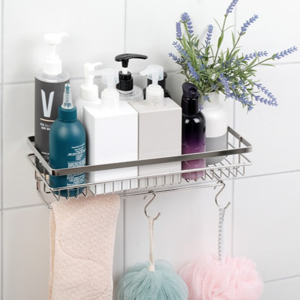 Kệ inox đa năng treo khăn nhà tắm, không cần khoan đục lỗ tường(189U ...
