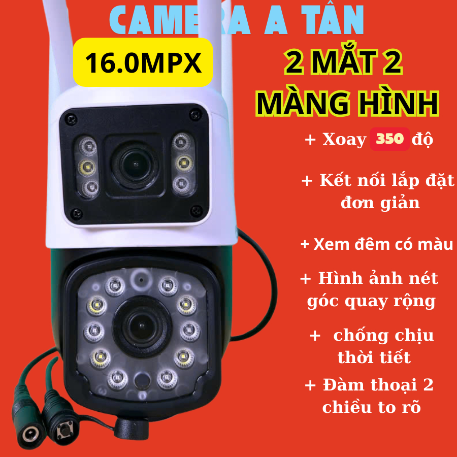 Camera wifi Yoosee 2 Mắt 2 Màng Hình 16.0 mpx Tặng Hộp KT Khi Mua Kèm ...