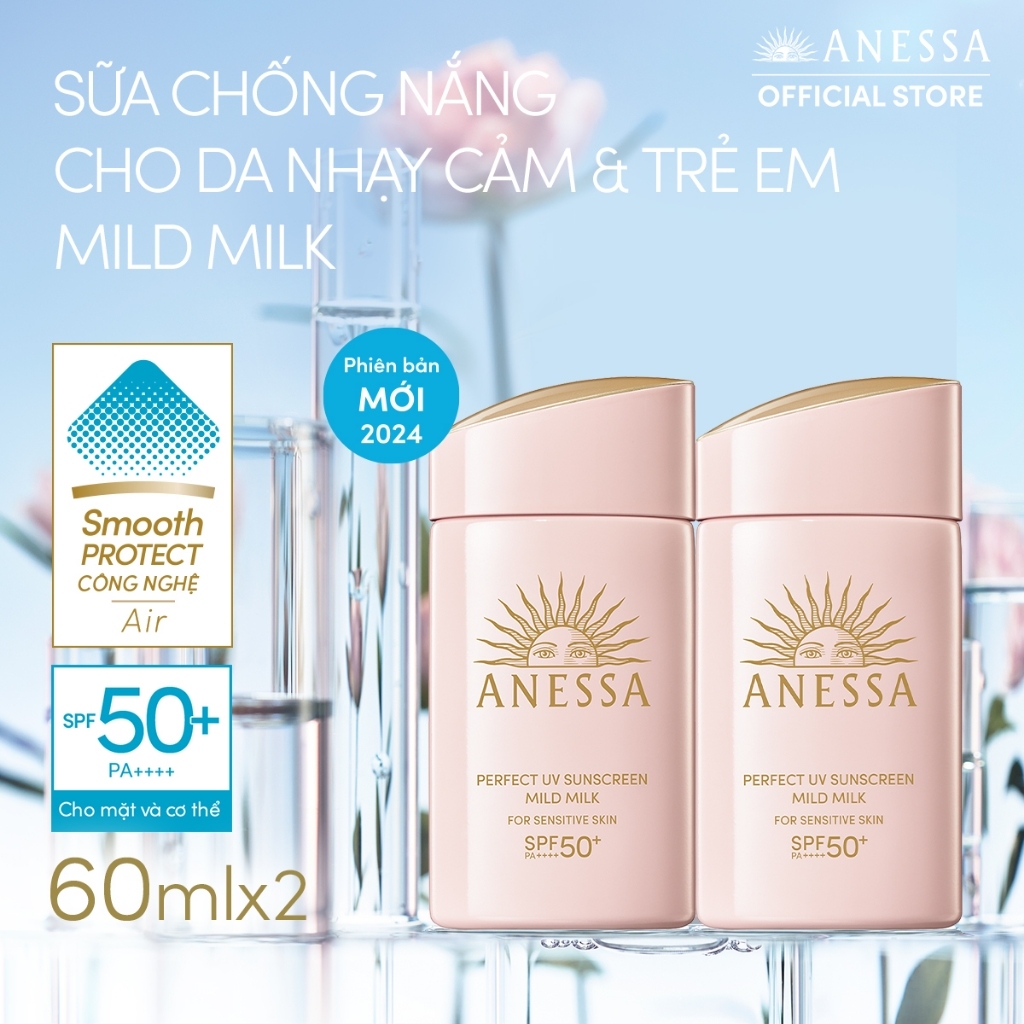 [HANNAH OLALA] Bộ 2 Sữa chống nắng dịu nhẹ cho da nhạy cảm Anessa Perfect UV Sunscreen Mild Milk ...