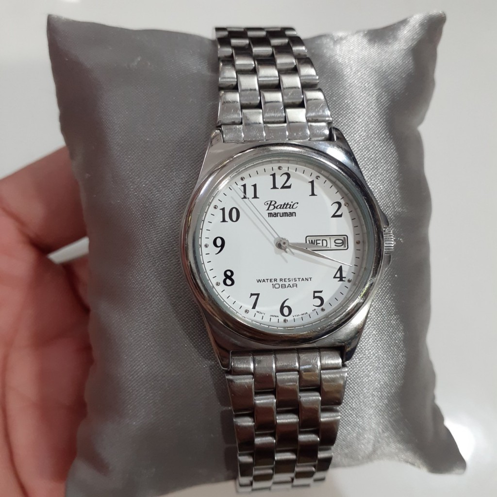 Đồng hồ nam inox tay nhỏ Battic Maruman có lịch 2 hand si nhật | Shopee ...