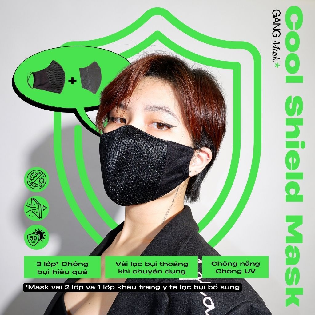 [Gang Mask] Cool Shield Mask Vải 3 Lớp Cao Cấp Có Thể Thêm Lõi Lọc Khẩu ...