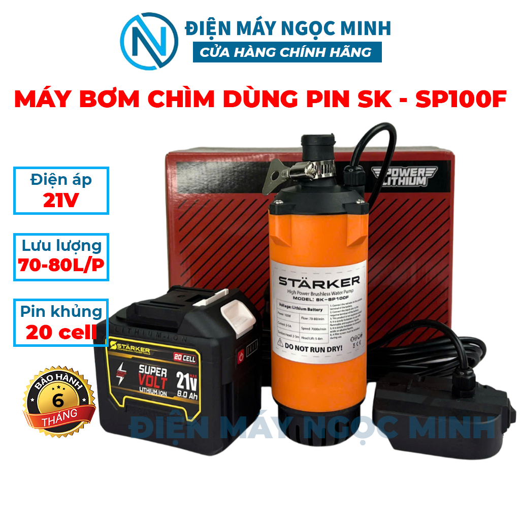 Máy bơm chìm dùng pin SK-SP100F 21V máy bơm tõm pin mini lưu lượng 80l ...