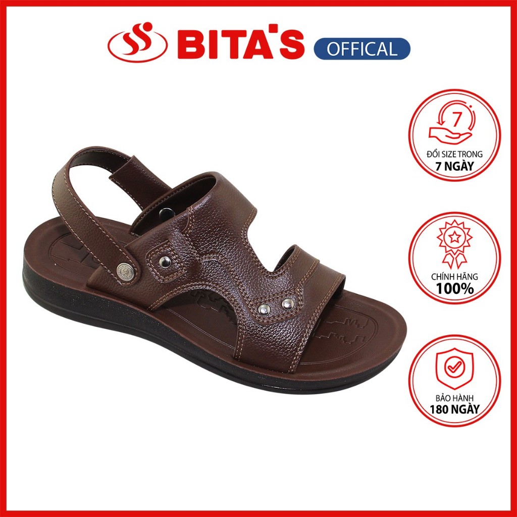 Sandal đế bằng nam SUM.128, sandal nam Bita’s, đơn giản, thoải mái, phù hợp với nhiều hoàn cảnh ...