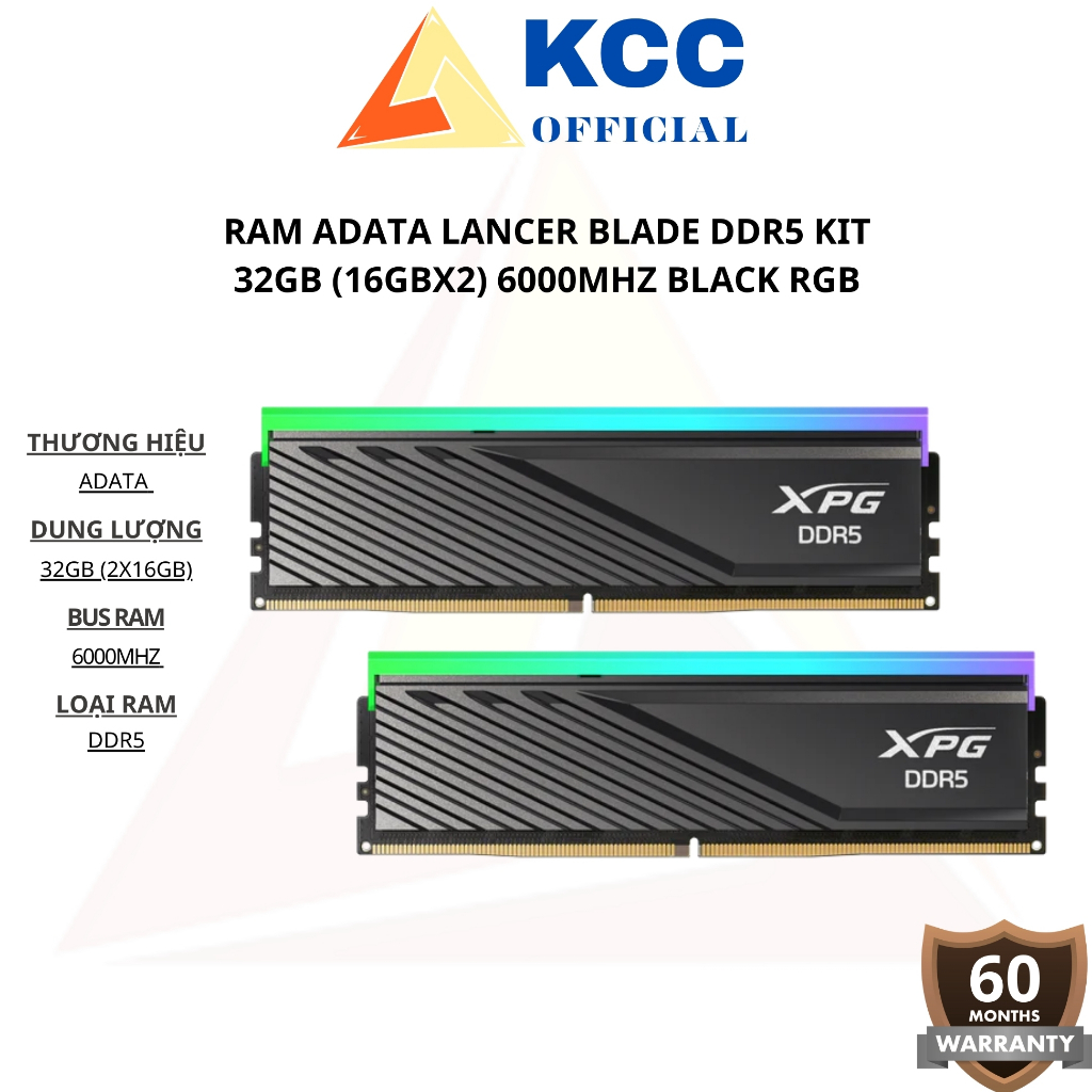 RAM ADATA LANCER BLADE DDR5 Kit 32GB (16GBx2) 6000Mhz Black RGB ...