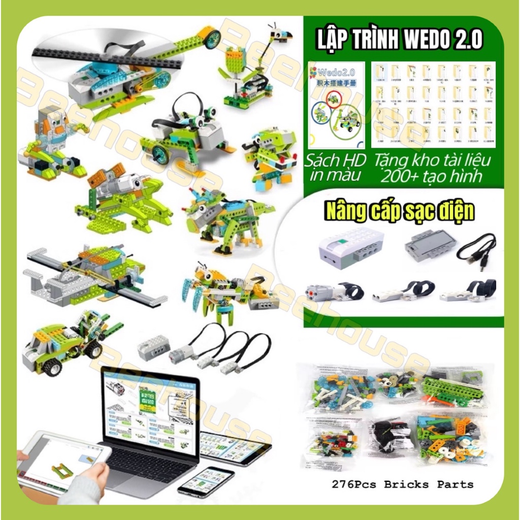 Đồ chơi lắp ráp WEDO Robot STEM cho bé học lập trình, kèm cảm biến và động cơ chuyển động, xếp ...
