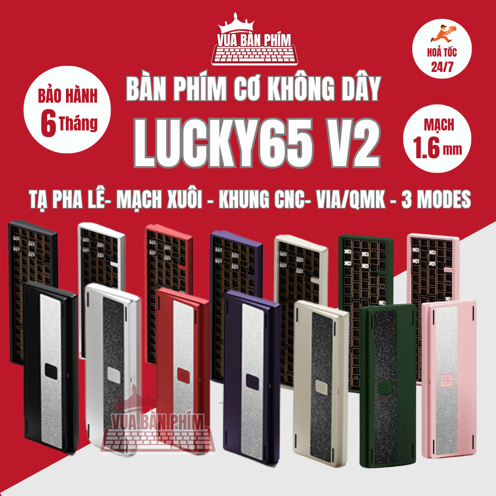 [HÀNG SẴN] Kit bàn phím cơ không dây lucky 65 V2 | lucky65 v2 tạ pha lê ...