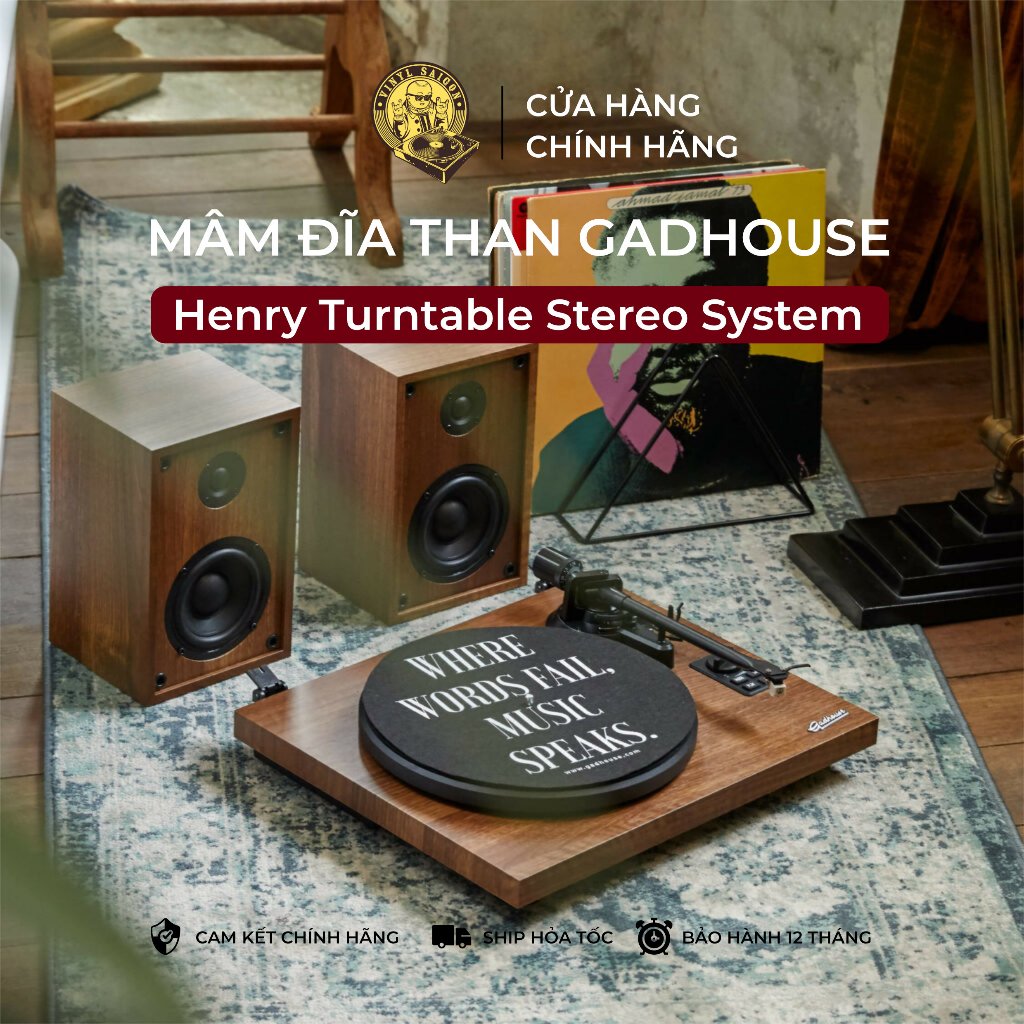 Mâm đĩa than tích hợp loa 36W Gadhouse Henry turntable stereo system - Bảo hành 12 tháng ...