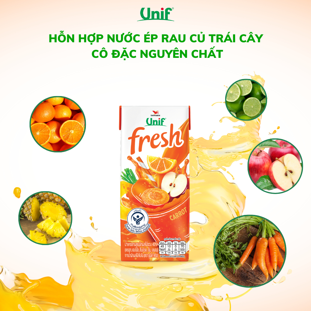 Nước Ép UNIF Fresh Cà Rốt Với Hỗn Hợp Các Loại Rau Củ Trái Cây Lốc 3 ...