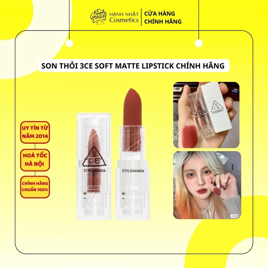 Son Thỏi 3CE Vỏ Trong Soft Matte Lipstick Speak To Me Red Muse Breeze ...