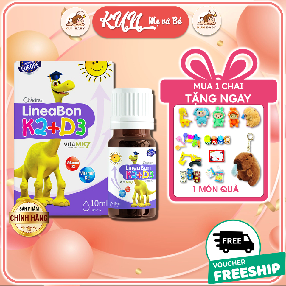 Lineabon K2 D3 MK7 bổ sung Vitamin D3+K2 giúp bé phát triển chiều cao và ngủ ngon 10ml -Kun mẹ ...
