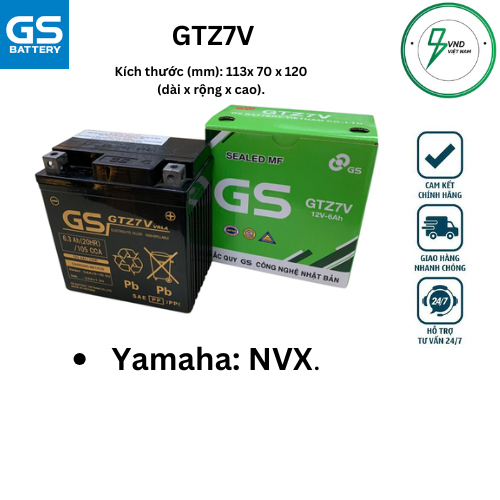 Bình Acquy xe máy GS GTZ7V ( 12V-6Ah ) dùng cho NVX... | Shopee Việt Nam