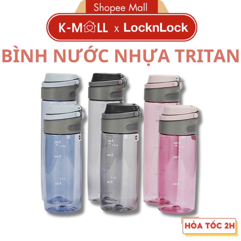 Bình Nước Nhựa Tritan LocknLock One Touch Sport ABF762 (550ml), ABF763 (750ml) Có Quai Xách - K ...