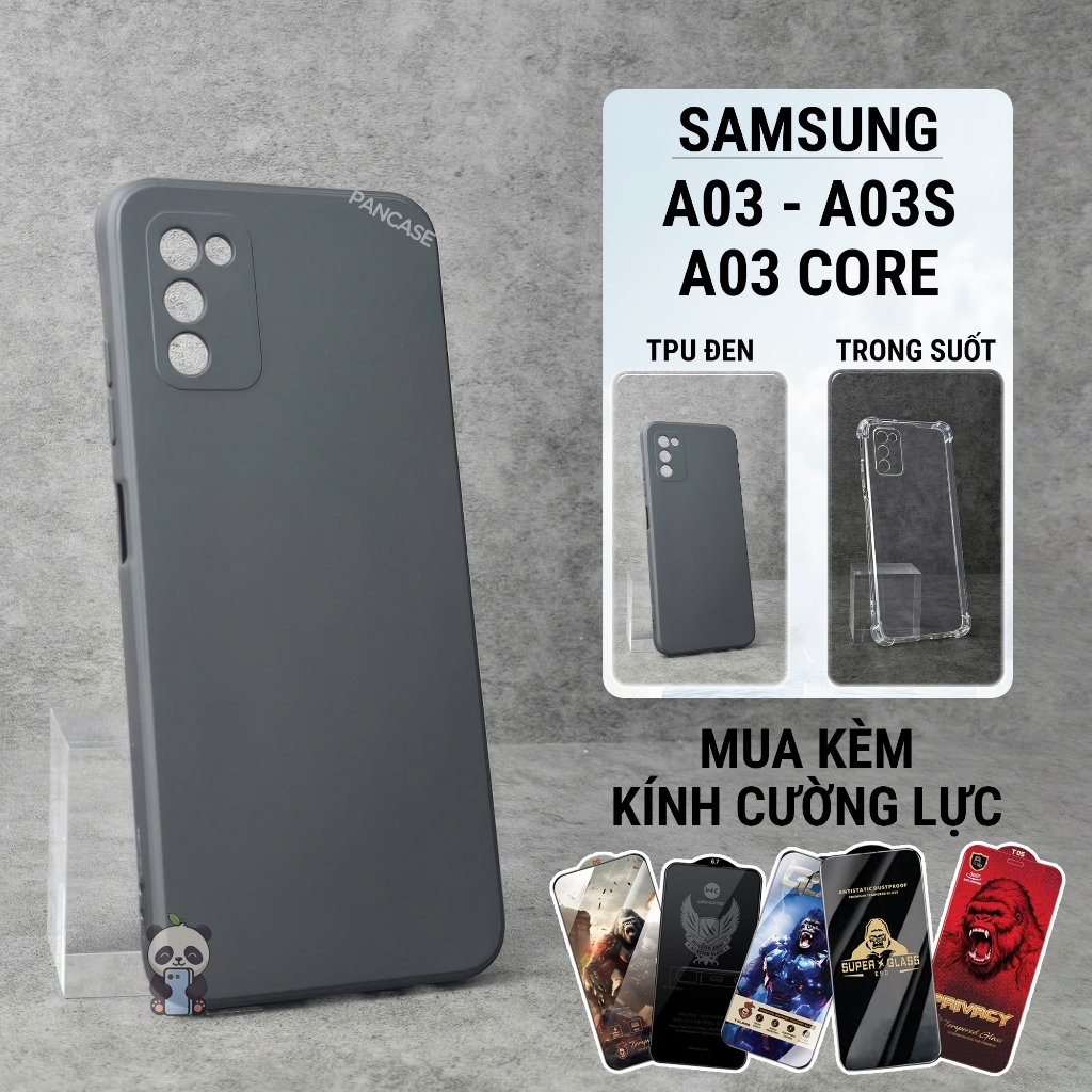 Ốp lưng Samsung A03, A03s, A03 Core Pancase màu đen | Ốp điện thoại SS galaxy dẻo bảo vệ camera ...