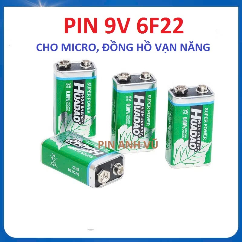 Pin 9V 6F22 ( Pin Vuông ) HUADAO Dung Lượng Cao cho Micro Chuông cửa ...
