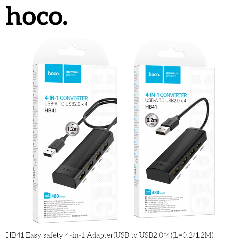 Bộ chuyển đổi cổng USB ra 4*USB Hoco HB41 dòng USB2.0, dễ dùng, dây dài max 1.2m | Shopee Việt Nam