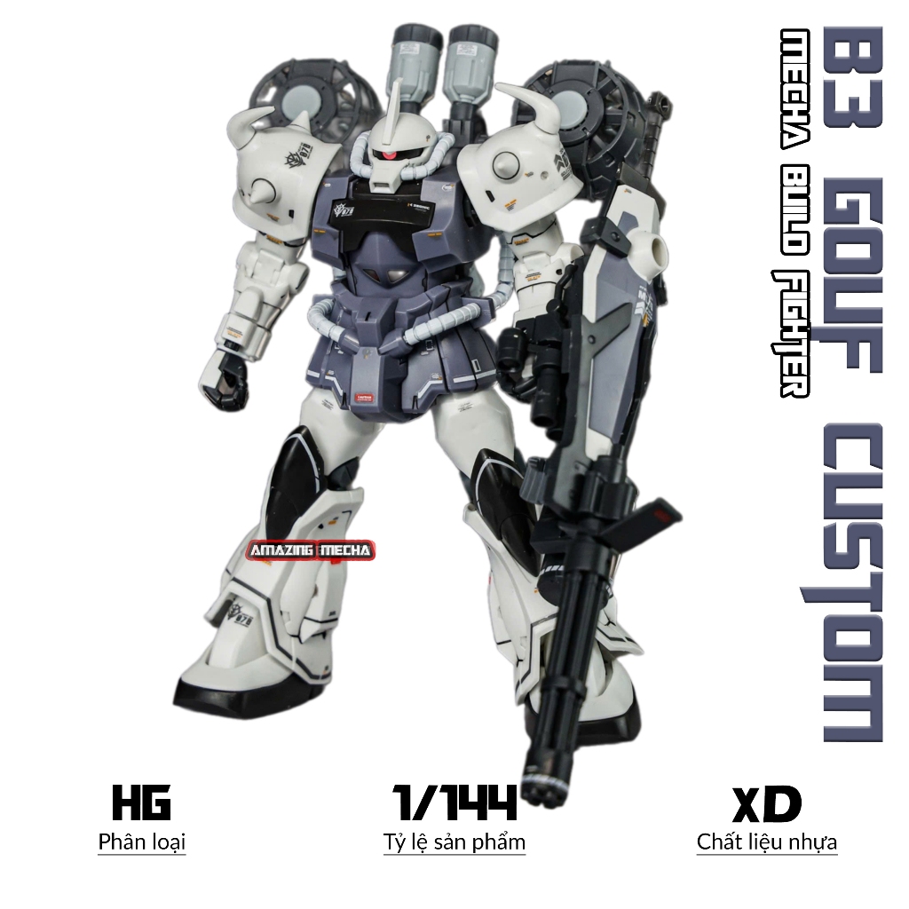 Mô hình HG B3 (White) Gouf Custom Flight Unit, 1/144 Mobile Suit, Đồ ...