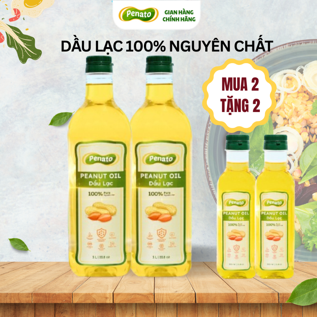 Combo 2 chai dầu Lạc Penato 1L-100% từ hạt lạc tự nhiên-Giàu chất chống ...