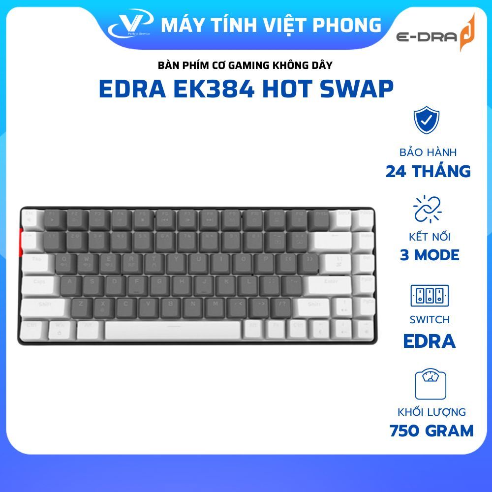 BÀN PHÍM CƠ GAMING KHÔNG DÂY EDRA EK384 Triple Mode - Alpha CHÍNH HÃNG ...
