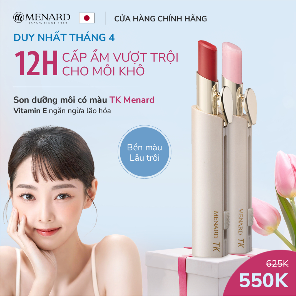 Son dưỡng môi có màu Menard TK Lipstick, 12h dưỡng ẩm, lâu trôi | Shopee Việt Nam