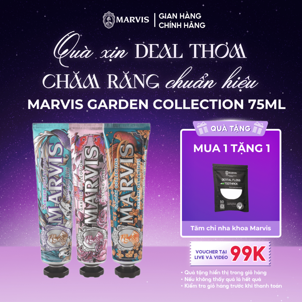 Kem Đánh Răng Marvis Garden Collection - Kissing Rose, Dream Osmanthus, Sinuous Lily 75ML ...