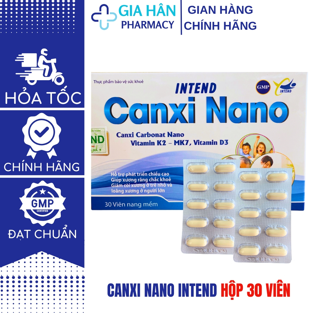 Canxi Nano Intend bổ sung canxi nano, Vitamin K2- MK7, Vitamin D3 - hỗ trợ phát triển chiều cao ...