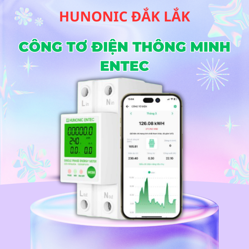 Công Tơ Điện Tử Thông Minh HUNONIC ENTEC – Kết Nối App – Chính Hãng | Shopee Việt Nam