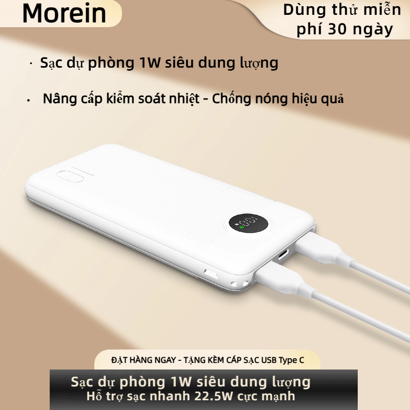 【MOREIN】Sạc dự phòng chính hãng 10000mAh Sạc nhanh 20W PD kèm cáp ...