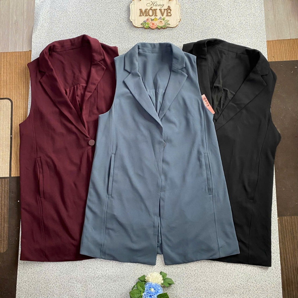 00697 Áo khoác ghile nữ dáng dài cổ vest hàng xuất Hàn | Shopee Việt Nam