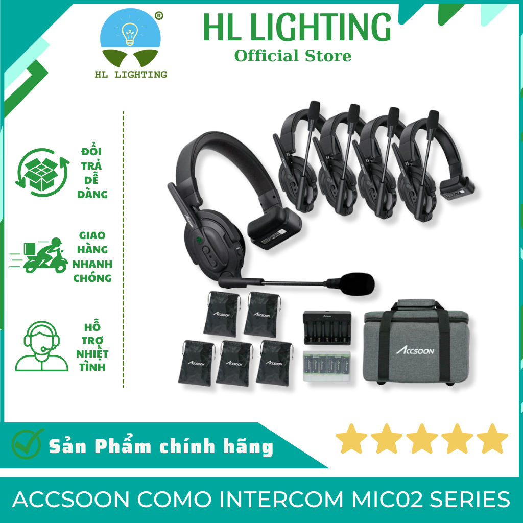 Accsoon CoMo Intercom MIC02 Series – Bộ 5/7/9 Tai, Model 1H4R/1H6R/1H8R, 2.4GHz & Chống Nhiễu ...