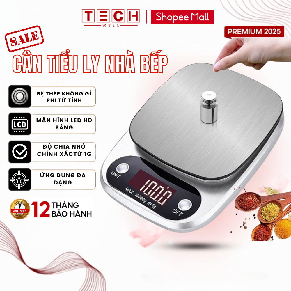 Cân Tiểu Ly Điện Tử Nhà Bếp Mini METIS Định Lượng 0.1g-10kg, Cân Tiểu ...