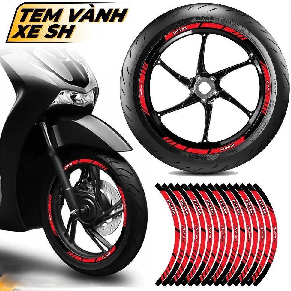Tem Vành Phản Quang Dán Xe SH , Decal Vành Mâm SH 150i 125i 350i 2022 ...