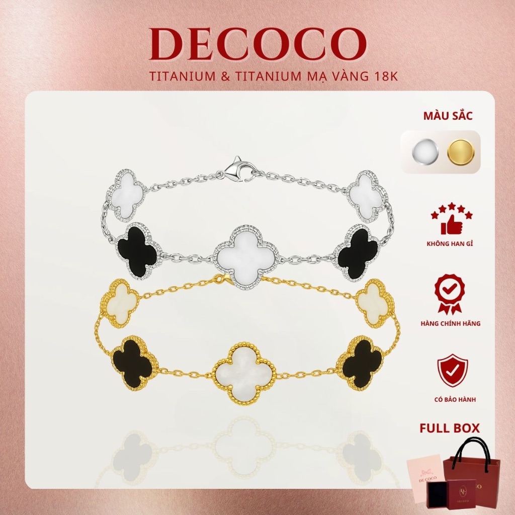 Vòng tay nữ De Coco Cỏ 4 lá 5 charm may mắn DECOCO ACCESSORIES | Shopee Việt Nam