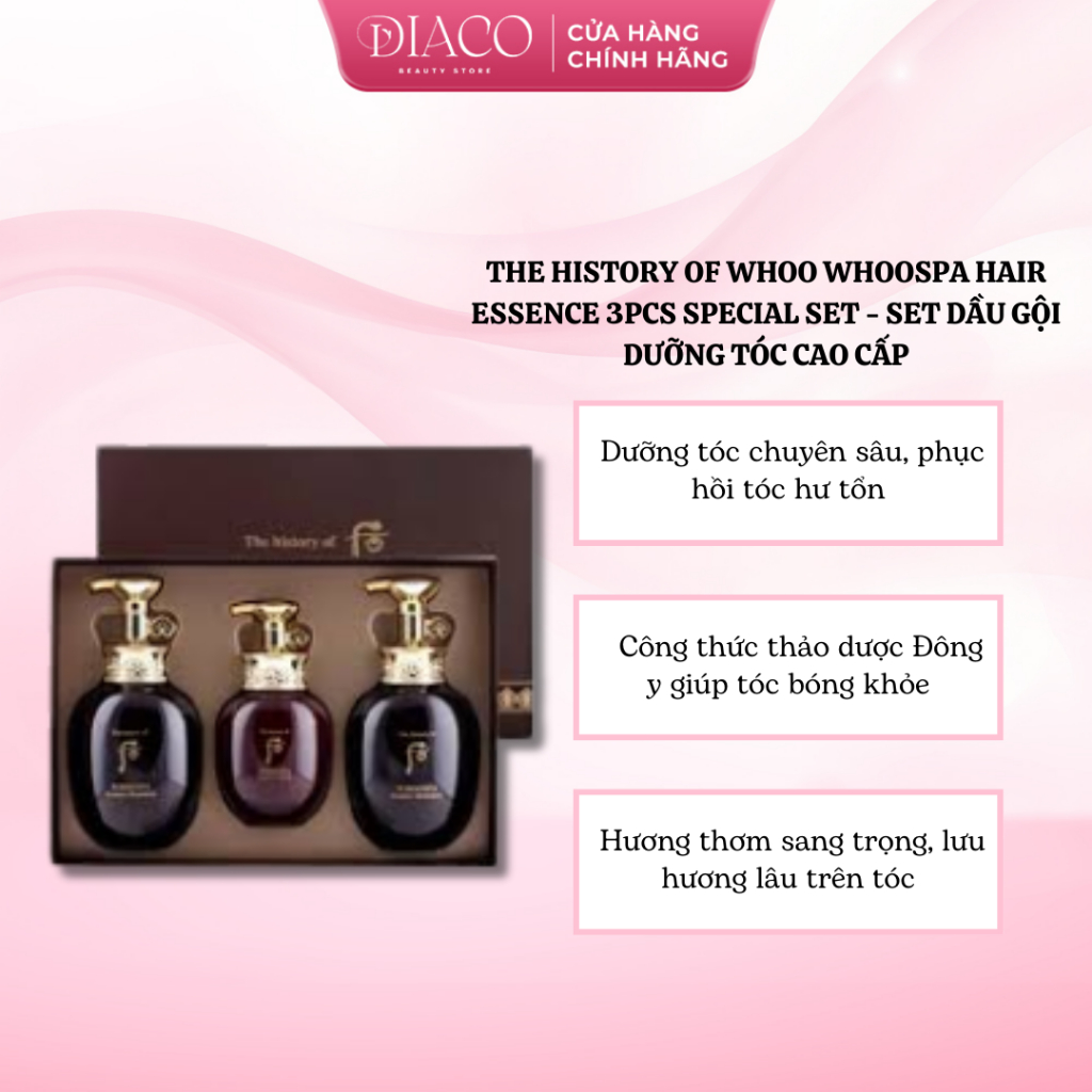THE HISTORY OF WHOO WHOOSPA HAIR ESSENCE 3PCS SPECIAL SET - SET DẦU GỘI ...