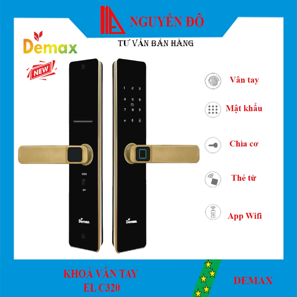 Khoá vân tay cửa gỗ Demax SL-C320 tiêu chuẩn Đức 6 tính năng nổi bật ...