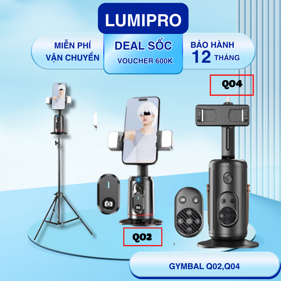 Gimbal AI q02 {FREESHIP} gimbal Q02 + Q04 nhận diện khuân mặt AI 360 độ-giá đỡ gimbal AI hỗ trợ ...