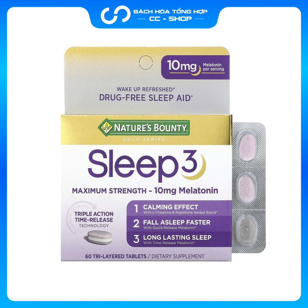 Viên Uống Hỗ Trợ Ngủ Ngon Nature's Bounty Sleep 3 Melatonin 10mg (60v ...