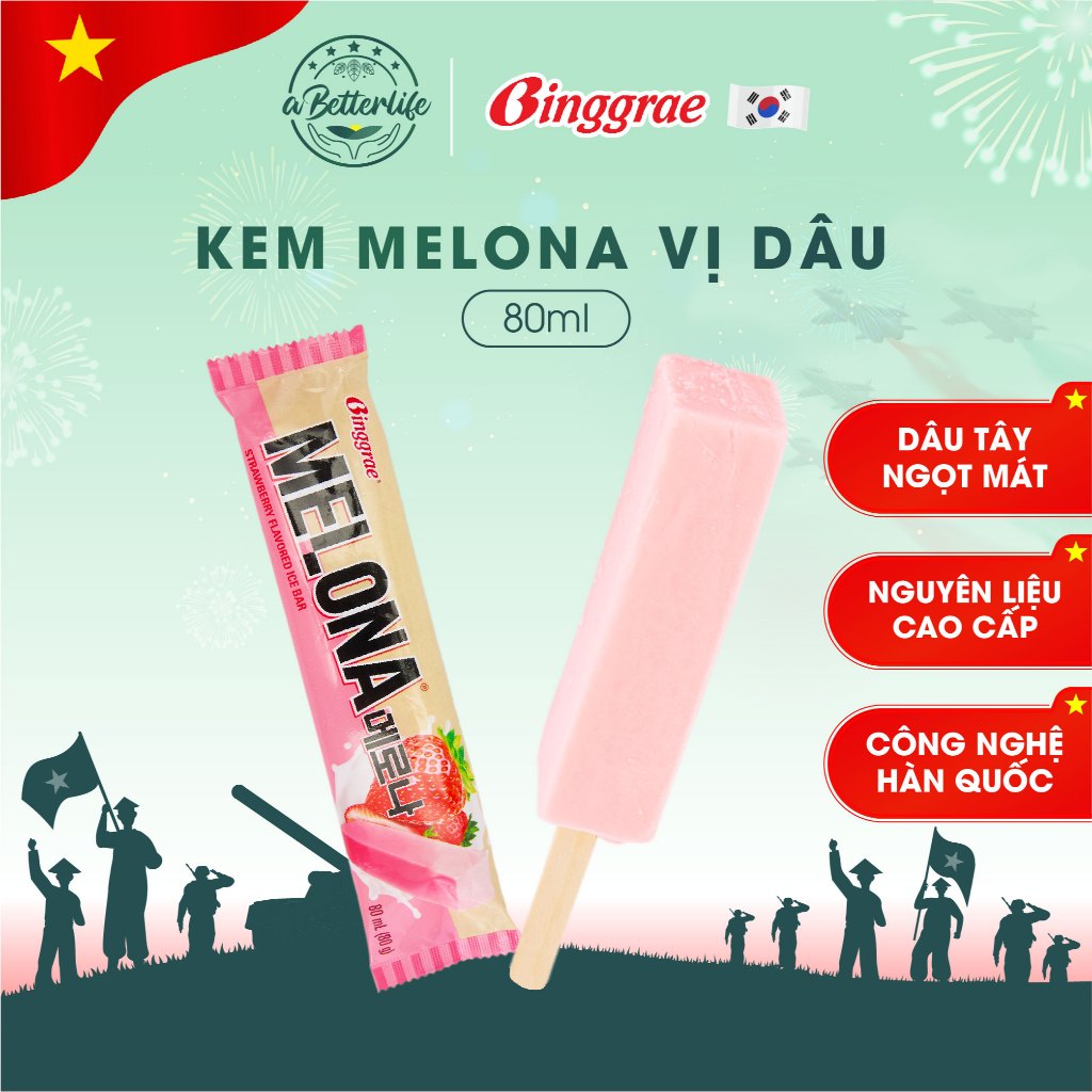 Kem dâu tây Hàn Quốc Binggrae Melona Strawberry Ice Bar 80ml ...