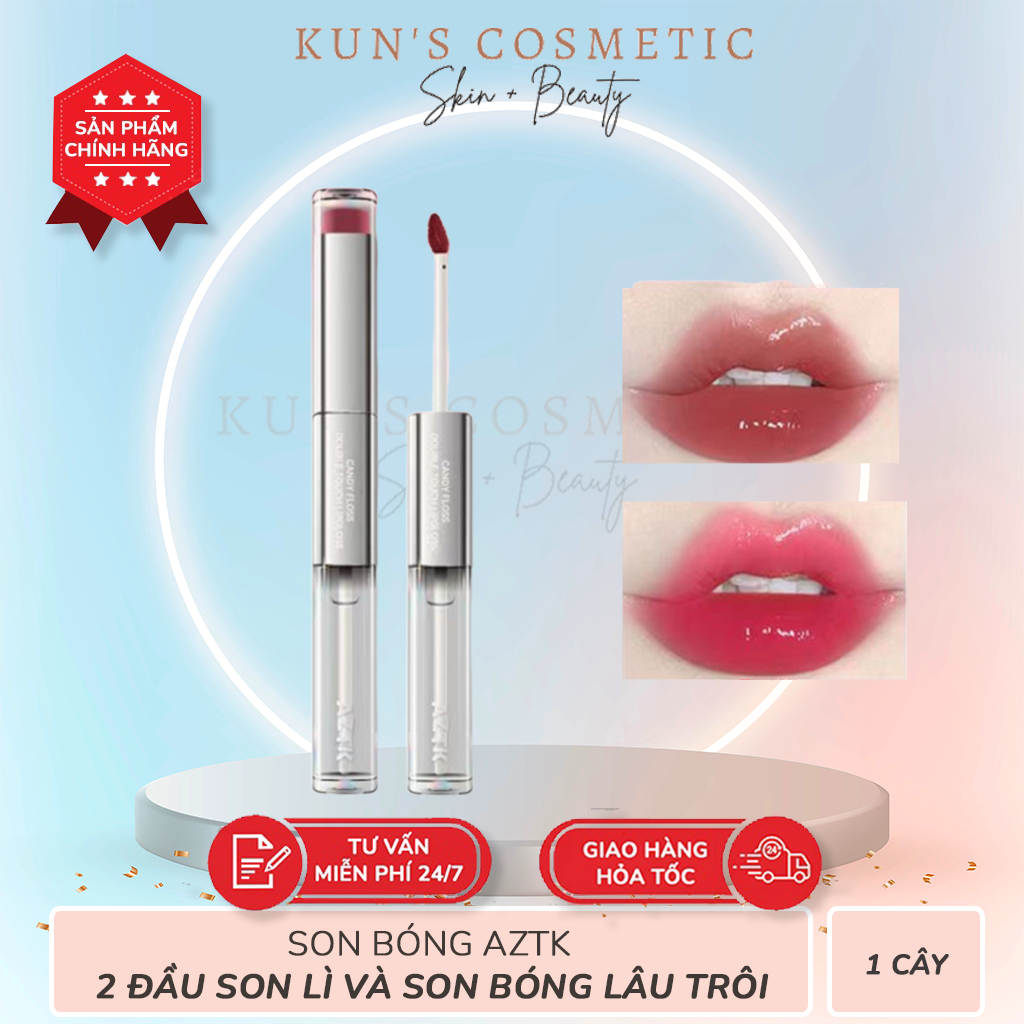 Son Bóng AZTK 2 đầu Serum Dưỡng Môi Không Dính Cốc Hiệu ứng Tráng Gương ...