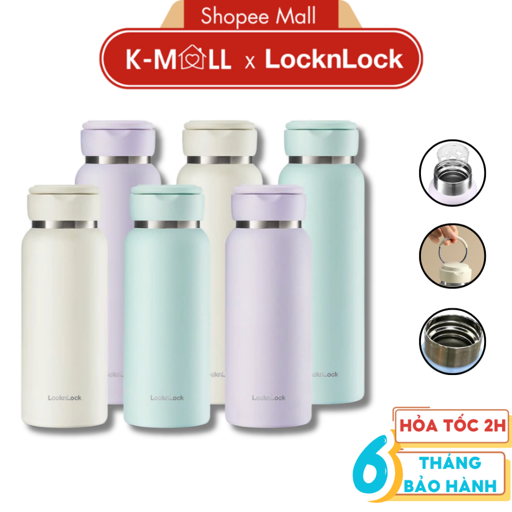 Bình giữ nhiệt LocknLock Sling Ring Tumbler LHC4321 650ML LHC4322 800ML,3 màu, có quai xách - K ...