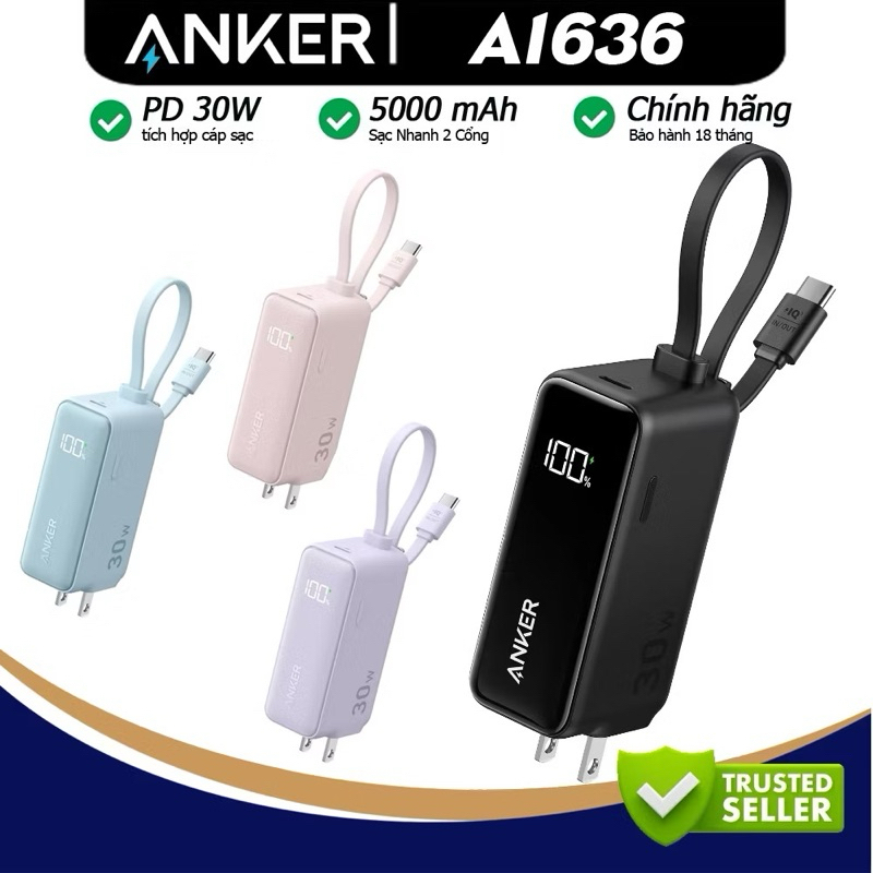 SẠC DỰ PHÒNG KIÊM CỦ SẠC ANKER A1636 - CÔNG SUẤT 30W - KÈM DÂY SẠC | Shopee Việt Nam