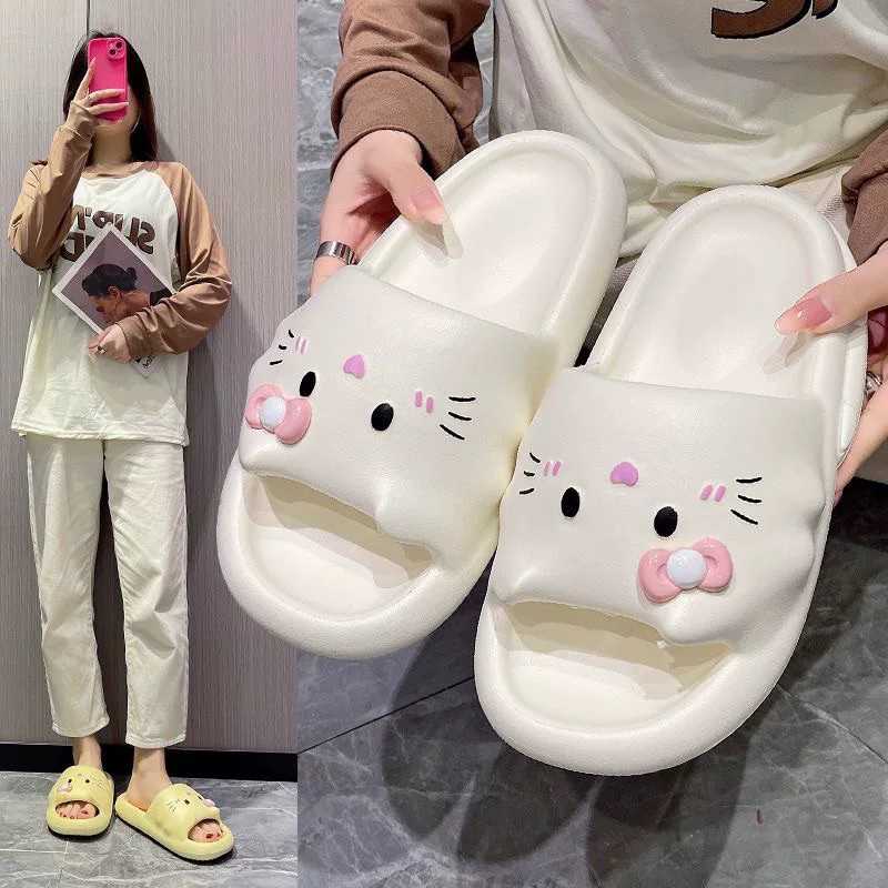 Mi Thuy Store Dép lê Dép quai ngang nam nữ hình mèo kitty dễ thương | Shopee Việt Nam