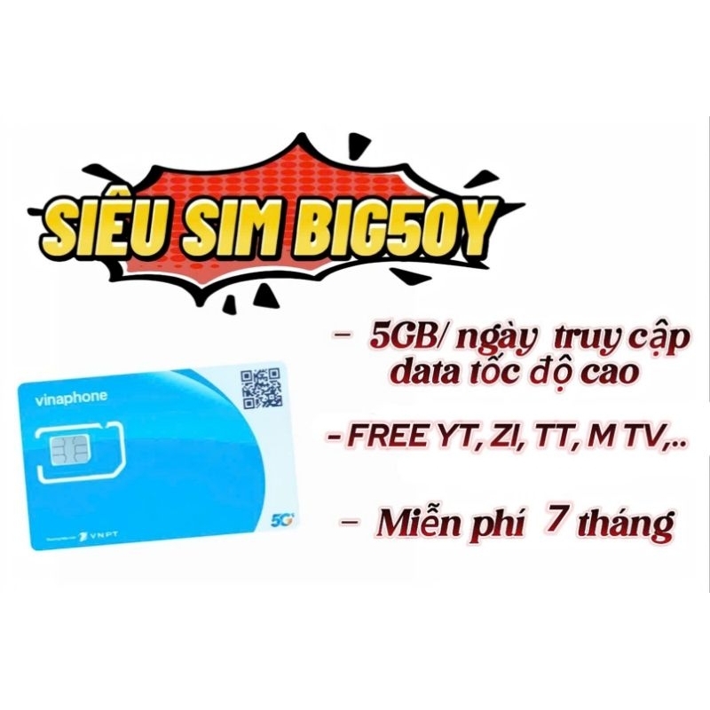 SIM VINAPHONE BIG50Y SẴN 7 THÁNG [CÓ ESIM] | Shopee Việt Nam