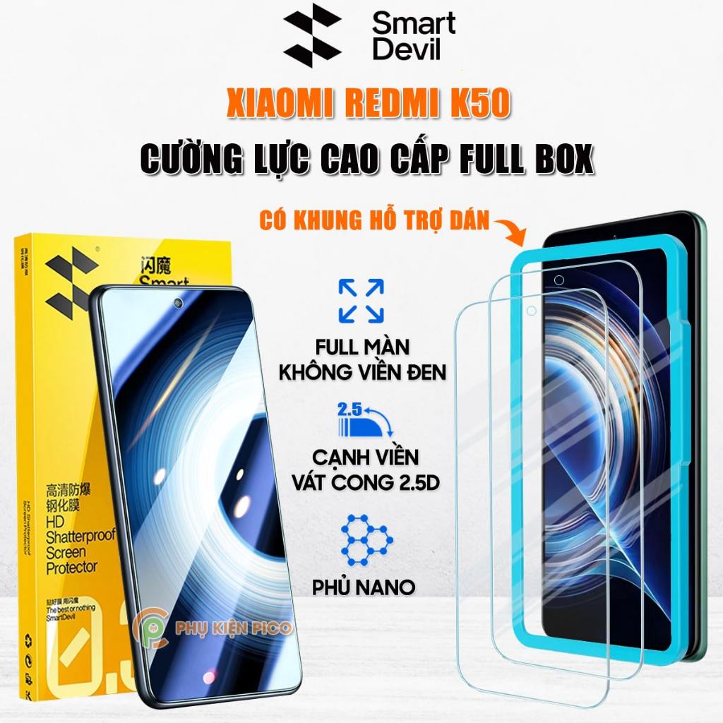 Kính cường lực Xiaomi Redmi K50 trong suốt full màn hình Smart Devil - Dán màn hình Redmi K50 ...