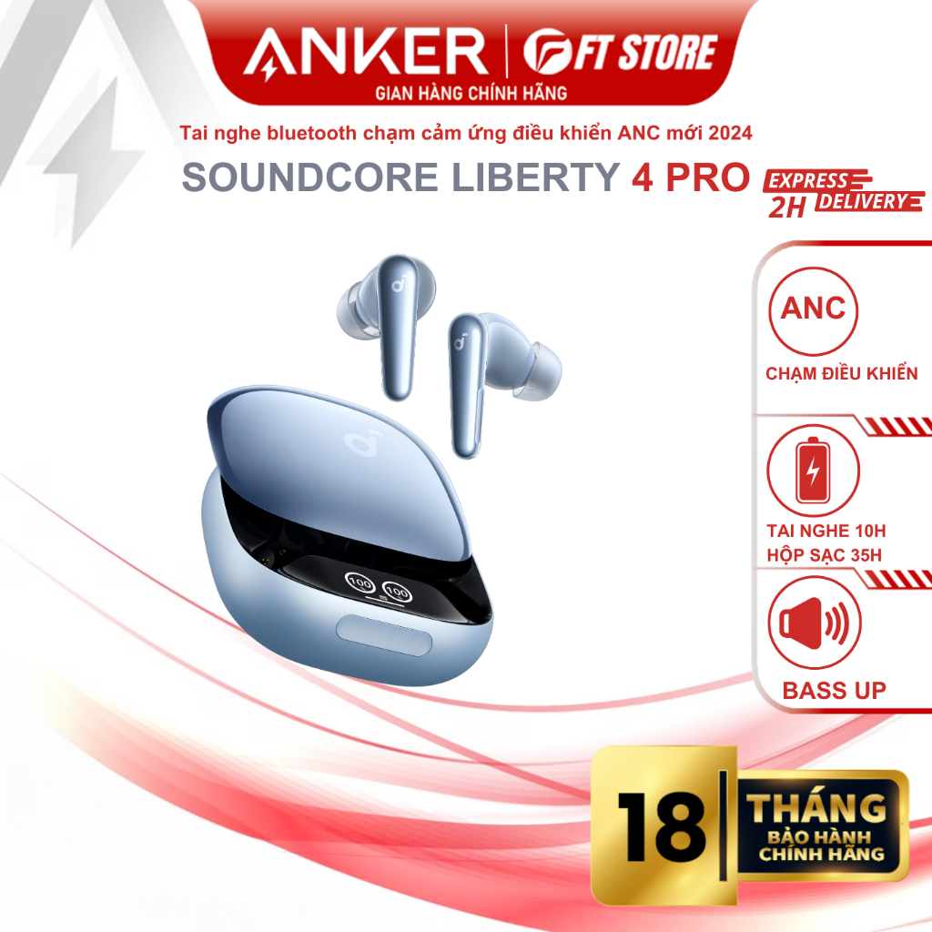 Tai nghe Bluetooth Anker Soundcore liberty 4 Pro-A3954, chạm cảm ứng ...