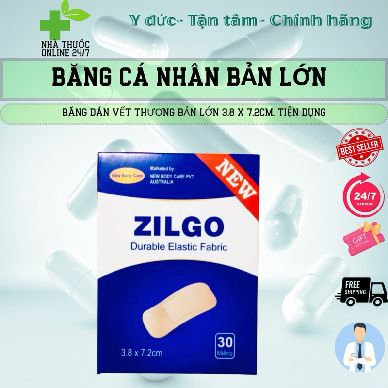[ chính hãng] Băng cá nhân Zilgo ( 1 miếng) bản lớn 3,8x7,2cm | Shopee ...