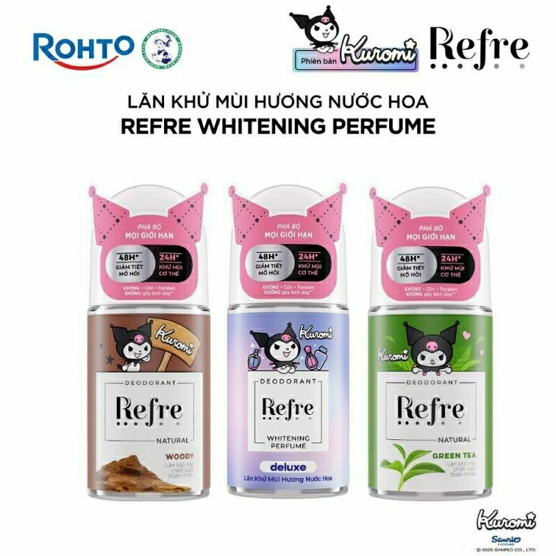 Lăn khử mùi Refre x Kuromi Natural/Whitening Perfume 40ml | Shopee Việt Nam