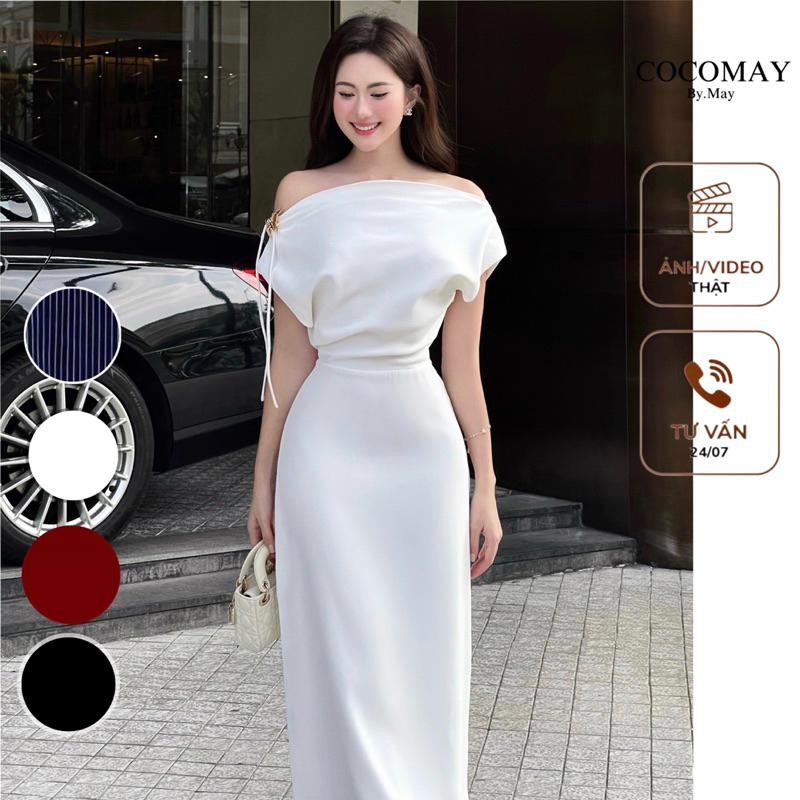 COCOMAY Đầm TASHA lệch vai kèm Tag cài thanh lịch Nữ Women Dress | Shopee Việt Nam