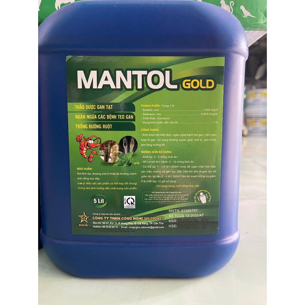 MANTOL GOLD - CAN 5L - THẢO DƯỢC GAN TẠT DÙNG TRONG THỦY SẢN | Shopee ...