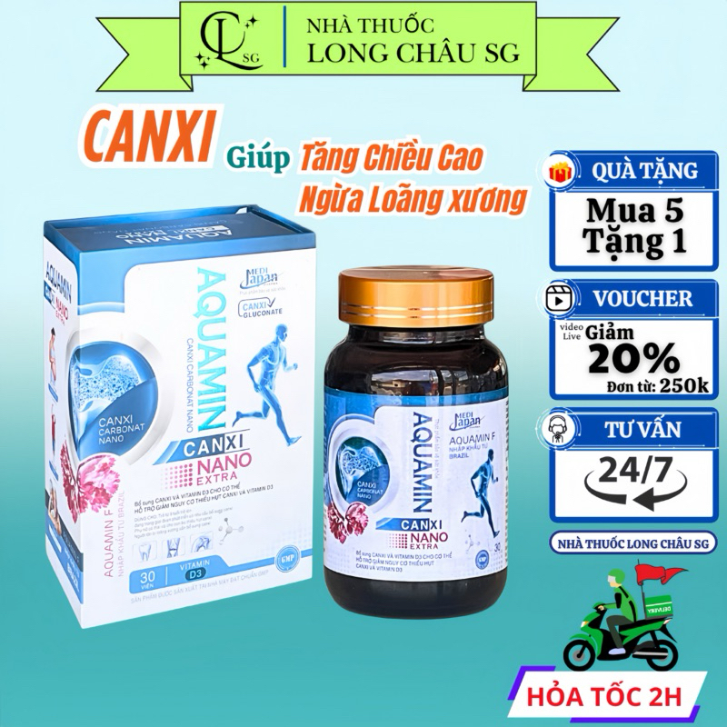 Viên Uống Canxi Nano Aquamin F -Bổ Sung Canxi & Vitamin D3, Ngừa Loãng Xương, Tăng Chiều Cao 30 ...